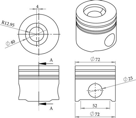 Geometry Of The Engine Piston With Standard Layout With First Angle Download Scientific Diagram
