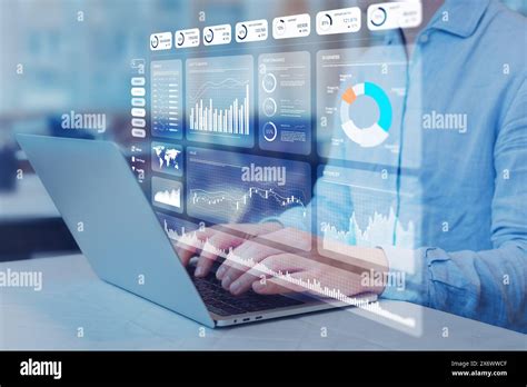 Analyst Working With Financial Report And Business Analytics Dashboard On Laptop Computer To