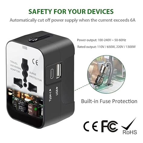 Multi Plug Socket All In One Universal Travel Adapter With Type C Port AC Multi Plug USB Adapter