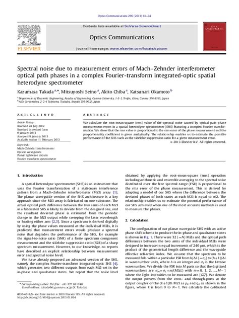 Pdf Spectral Noise Analysis In Machzehnder Interferometry