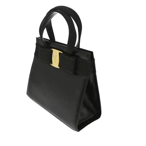 Salvatore Ferragamo Convertible Vara Bow Tote Leather Brown Leather Ha