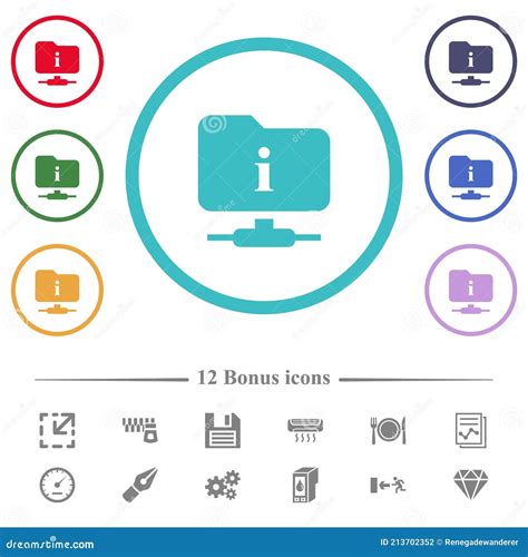 Ftp Information Flat Color Icons In Circle Shape Outlines Stock Vector
