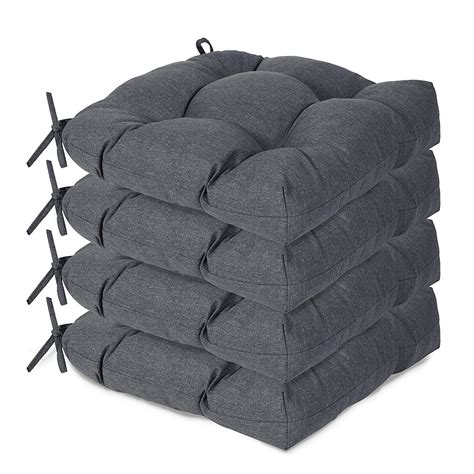 Aoodor Tufted Seat Pads 19 In X 19 In 4 Piece Dark Gray Patio Chair
