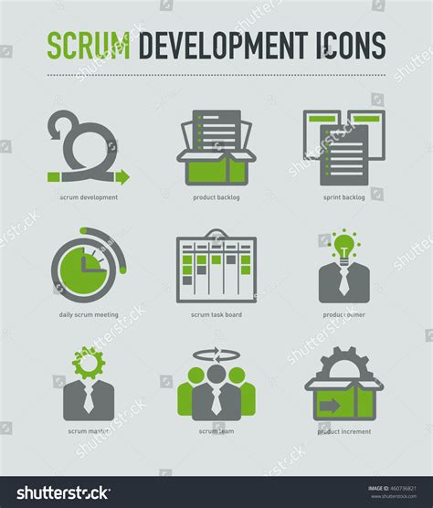 浅灰色背景上的 Scrum 开发方法图标 库存矢量图（免版税）460736821 Shutterstock