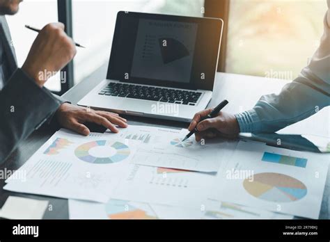 Business Team Collaboration Discussing Working Analyzing With Financial Data And Marketing