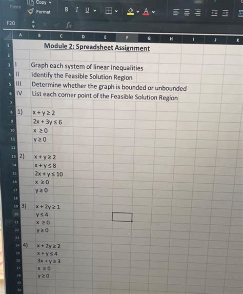 Solved Module 2 Spreadsheet Assignment I Graph Each System