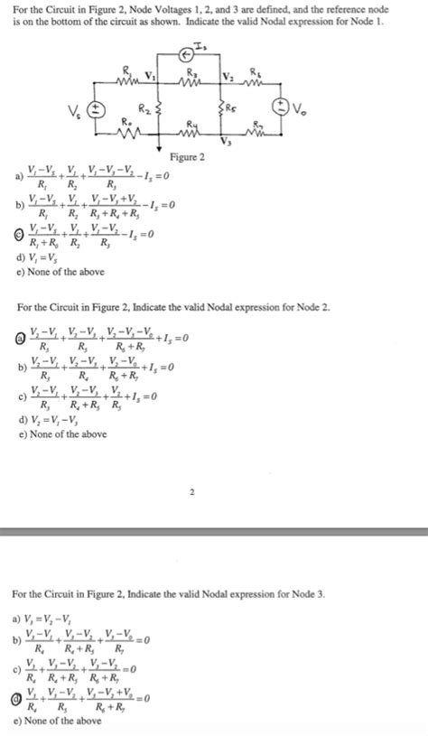 Solved For The Circuit In Figure 2 Node Voltages 1 2 And