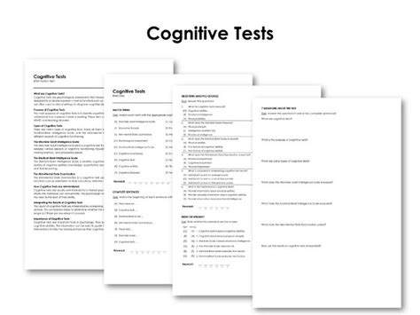 Cognitive Tests Teaching Resources
