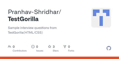 GitHub Pranhav Shridhar TestGorilla Sample Interview Questions From TestGorilla HTML CSS