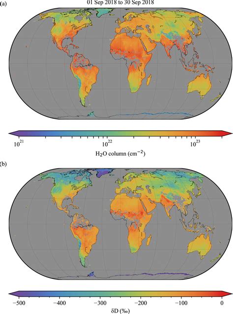 Global Plots Of H 2 O A And δd B Averaged Over September 2018 On A