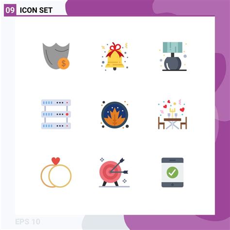 Mobile Interface Flat Color Set Of 9 Pictograms Of Nature Storage Xmas Multimedia Database