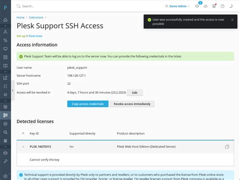 Support Ssh Access Extension Plesk