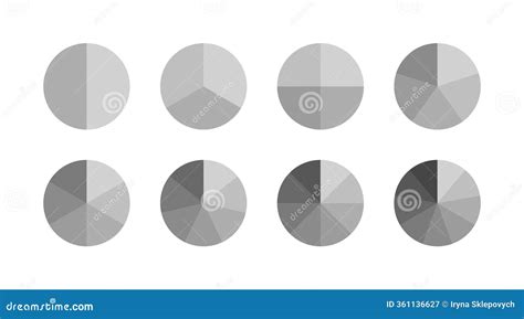 Ring Section Template In Shades Of Gray Colors Piechart With Segments And Slices Circular