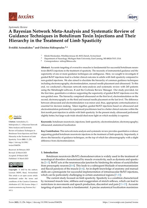Pdf A Bayesian Network Meta Analysis And Systematic Review Of Guidance Techniques In Botulinum