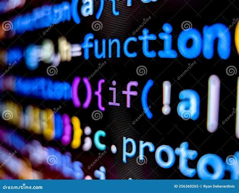 Closeup View Of Computer Code Displayed On Pixelated Screen With Bright