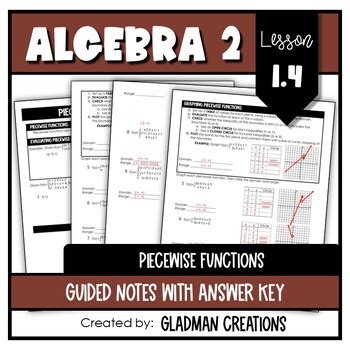 Piecewise Functions Algebra 2 Guided Notes By Gladman Creations