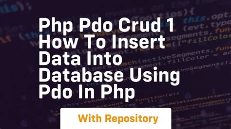 Php Pdo Crud 1 How To Insert Data Into Database Using Pdo In Php Youtube