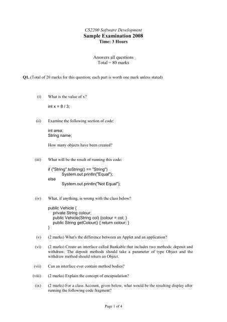 Sample Exam Paper Pdf Format