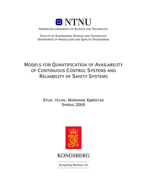 pdf models for quantification of availability of continuous control systems and reliability of