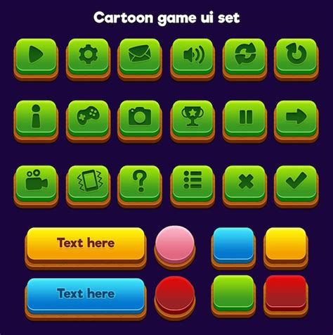 Set Van Mooie Game Ui Button Cartoon Style Ui Button 2d Button 2d Ui