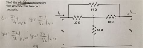 Solved Find The Admittance Parameters That Describe This