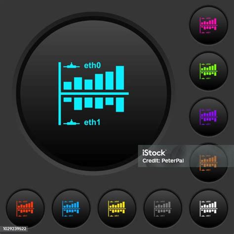 네트워크 통계 어두운 푸시 버튼 컬러 아이콘 곡선에 대한 스톡 벡터 아트 및 기타 이미지 곡선 교환 그래프 Istock