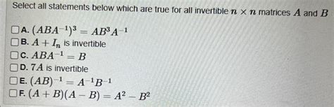Solved Select All Statements Below Which Are True For Al