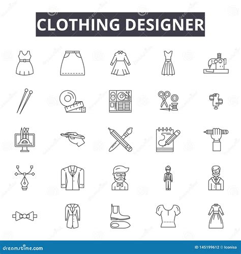 Clothing Designer Line Icons Signs Vector Set Outline Illustration