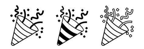 리본과 색종이 조각이 있는 파티 포퍼 아이콘 요소를 축하하고 축하하십시오 색종이 로고 벡터 파티 포퍼 세트 폭발하는 크래커 아이콘입니다 검은색에 대한 스톡 벡터 아트 및