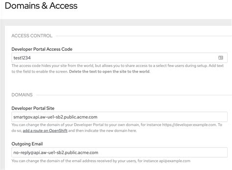 Allow Configuration Of Developer Portal Domain Code And Outgoing