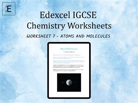 Edexcel IGCSE Chemistry Worksheet Atoms And Molecules Teaching Resources