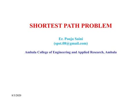 Design And Analysis Of Algorithm Shortest Paths Problem Ppt