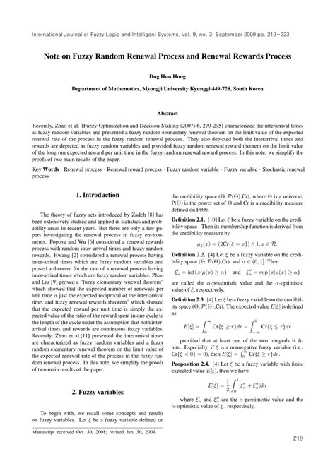 Download Pdf Note On Fuzzy Random Renewal Process And Renewal Rewards Process