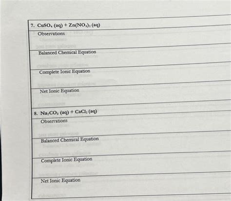 Solved 7 Cuso4 Aq Zn No3 2 Aq Observations Balanced