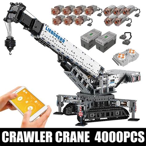 Tech Moc Rc App Liebherr Crawler Crane Building Set