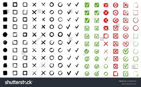 Set Check Mark Cross Vector Illustartion Stock Vector Royalty Free