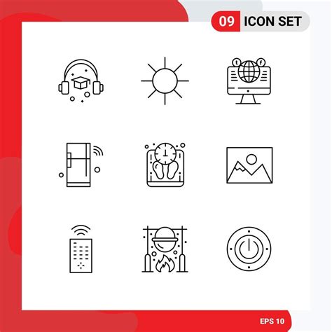 Set Of 9 Vector Outlines On Grid For Mass Wifi Computer Things Iot