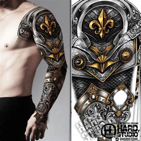 Custom Tattoo Designs Armor Dragon Knight Sleeve Warrior