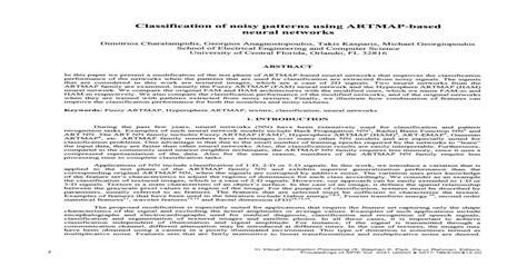 U003ctitleu003eclassification Of Noisy Patterns Using Artmap Based Neural Networksu003ctitle