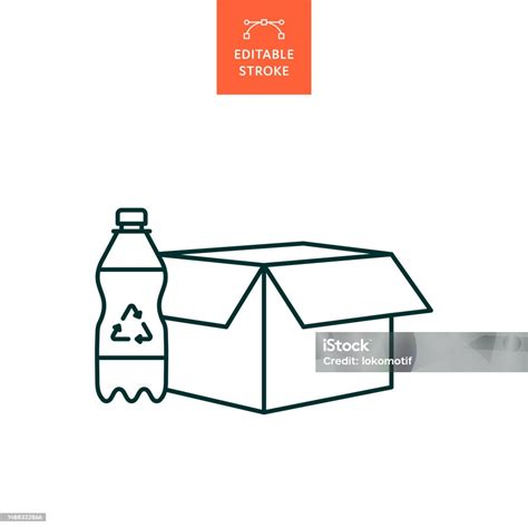 편집 가능한 획이 있는 재활용 병 라인 아이콘이 있는 상자 아이콘은 웹 디자인 모바일 앱 Ui Ux 및 Gui 디자인에 적합합니다 Charitable Foundation에