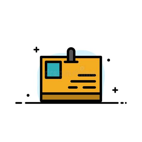 Card Id Card Identity Pass Business Flat Line Filled Icon Vector