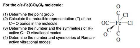 Solved For The Cis Fe CO 4Cl2 Molecule O CI OC Fe C1 1 Chegg Com