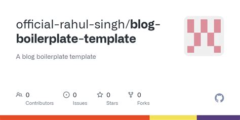 Github Official Rahul Singhblog Boilerplate Template A Blog Boilerplate Template