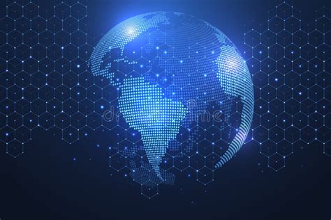 Global Network Connections With Points And Lines Wireframe Background