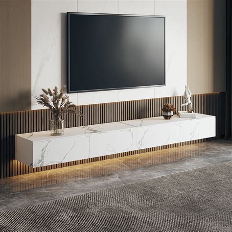 Modern Wall Mounted Tv Stand White Floating Tv Cabinet With Drawers