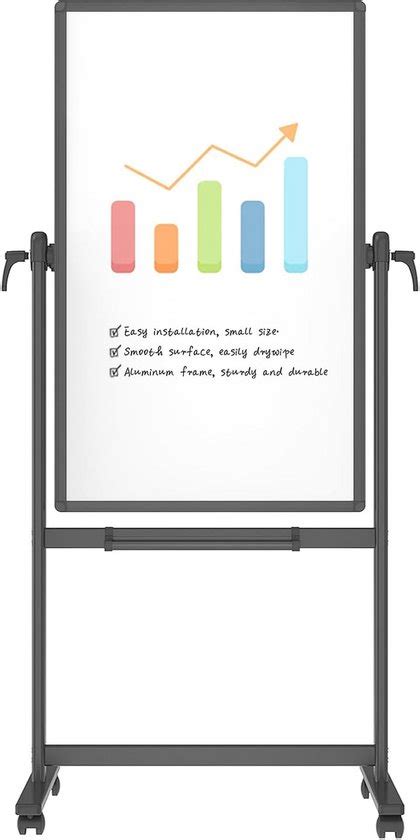 Dubbelzijdig Magnetisch Mobiel Whiteboard 120 X 60 Cm Met Zwart