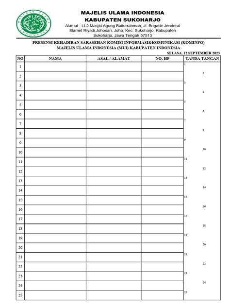 Presensi Kehadiran Pdf