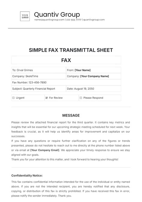 Sample Fax Letter