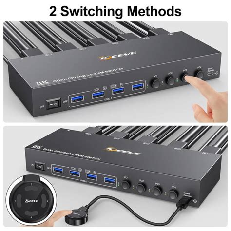 Port Dual Monitor K DP With Up To Hz And USB KVM Switch With Cable Remote Control