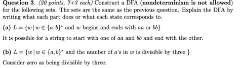 Solved Question Points Each Construct A DFA Chegg